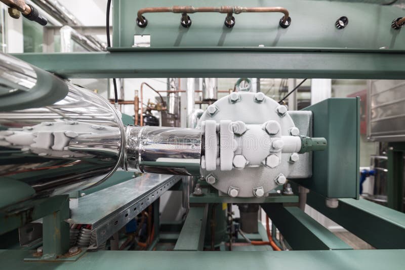The Frosted Head of the Compressor of the Refrigerating Machine. Stock ...