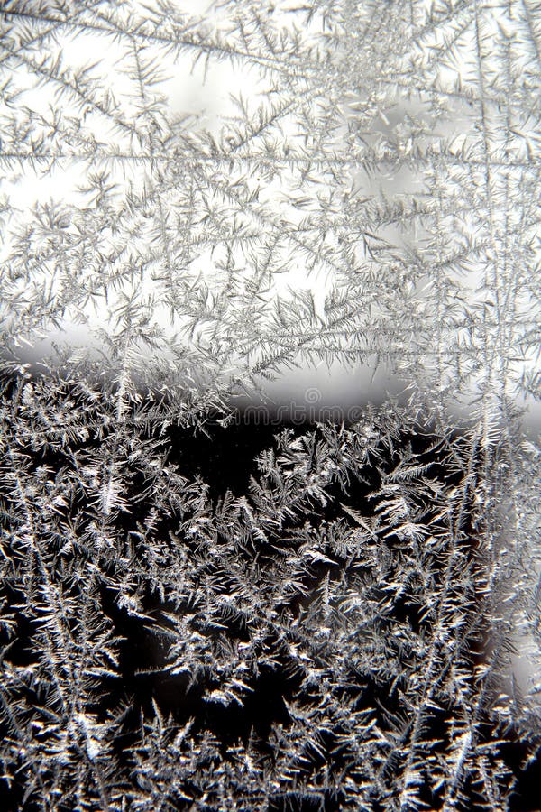 Frosted Ice Patterns on Exterior Window Pane Stock Photo - Image of ...
