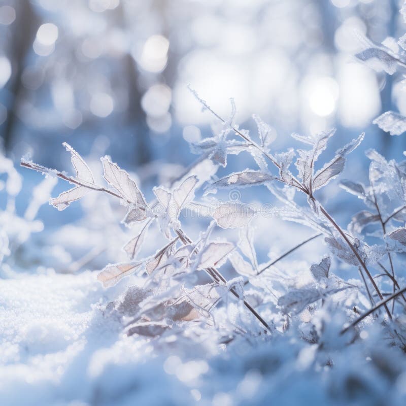 Frosted Leaves on the Ground in the Snow Stock Illustration ...