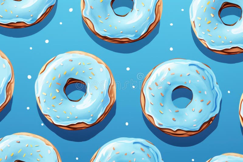 Frosted Pattern Blue Donuts Food. Generate Ai Stock Photo - Image of ...