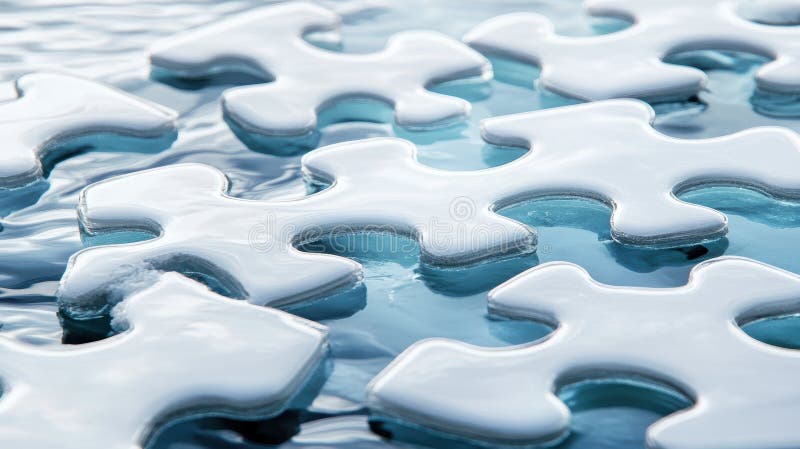 Frosted Puzzle Pieces on Reflective Surface Stock Image - Image of ...