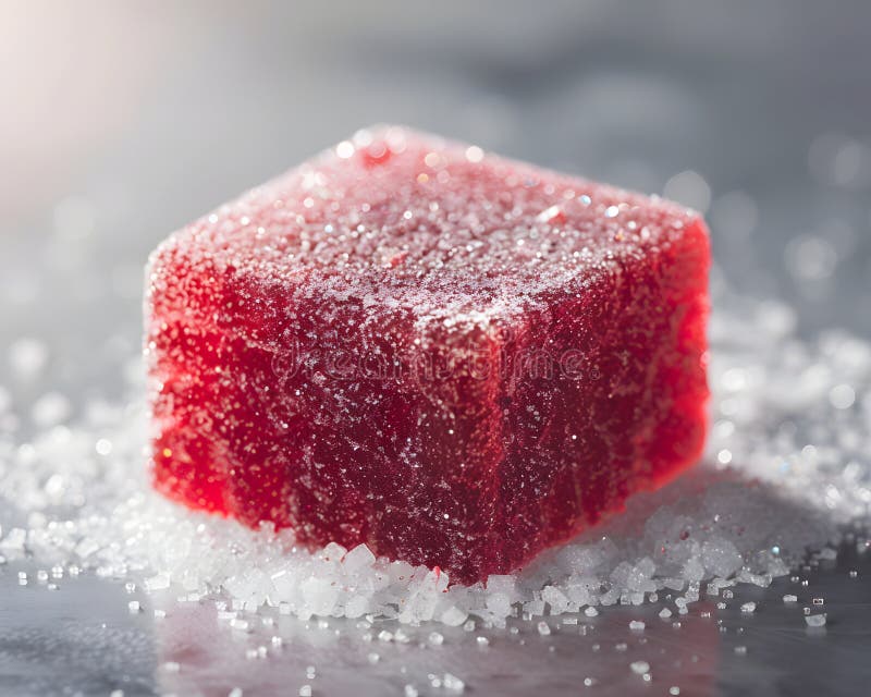 AI-Created Luscious Red Square Candy with Sugar Crystals Artistic Close ...
