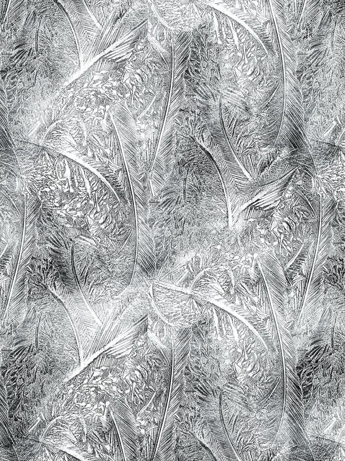 Frostwork Pattern Ice Crystals on Black Background. Dark Surface with ...