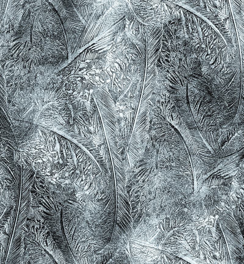 Frostwork Pattern Ice Crystals on Black Background. Dark Surface with ...