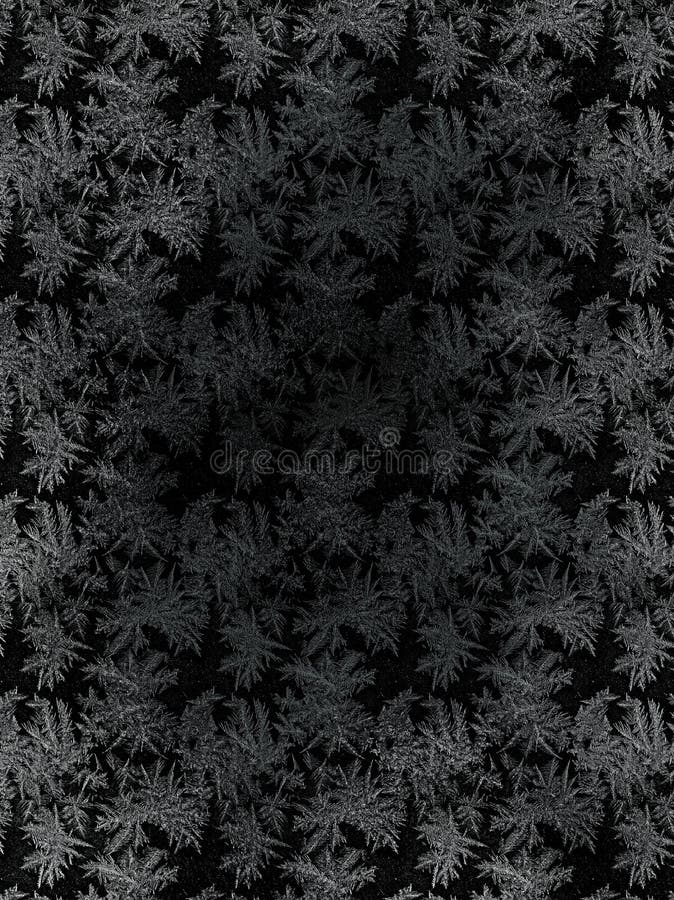 Frostwork Pattern Ice Crystals on Black Background. Dark Surface with ...