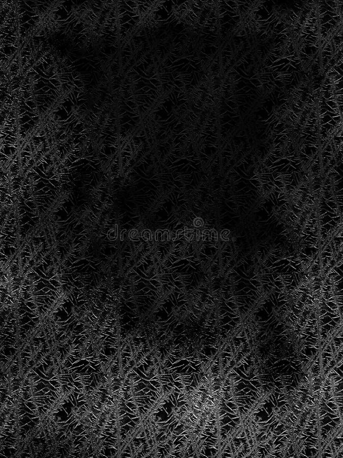 Frostwork Pattern Ice Crystals on Black Background. Dark Surface with ...