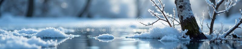 Frosty Birch Tree Branches Submerged in Icy Water, Ice, Spring, Birch ...