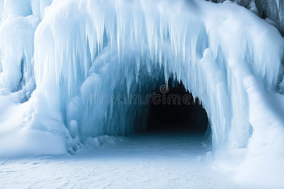 Frosty Cave Walls with Brilliant Ice Textures and Patterns. Stock ...