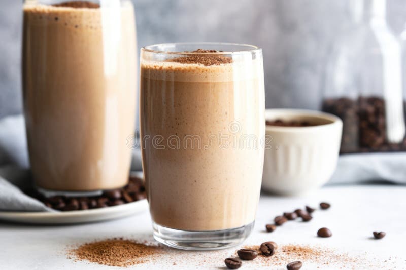 Frosty Coffee Shake with a Sprinkle of Cocoa Powder Stock Photo - Image ...