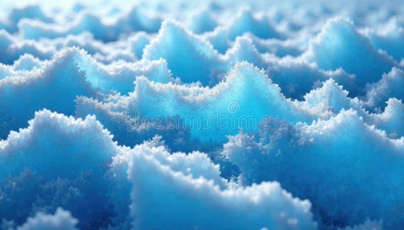 Frosty Glacier Ice with Geometric Blue Crystal Patterns , Blue, Frost ...