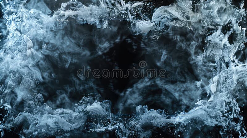 Frosty Glass Frame: Cold Effect on Black Background Stock Photo - Image ...