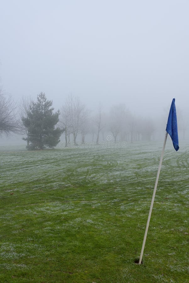 Frosty Golf Course stock photo. Image of flag, landscape - 71970138