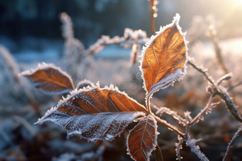 Frosty Leaf Edges on a Winter Morning Stock Illustration - Illustration of closeup, leaf: 284936879
