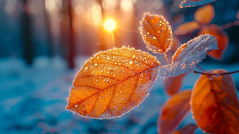 Frosty Leaves stock photo. Image of morning, leaves, frosting - 61188266