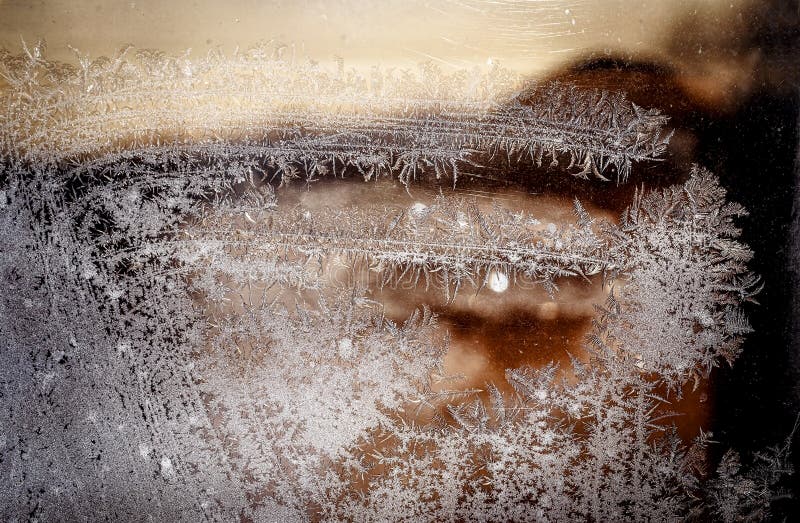 Frosty Natural Pattern on Winter Window, Ornamental Frost on the Glass ...