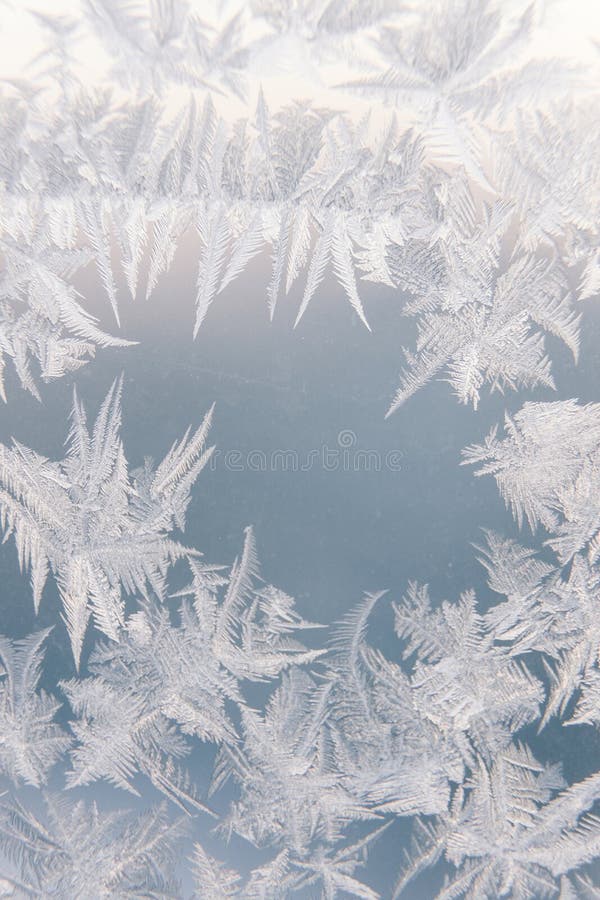 Frosty Natural Pattern on the Winter Window. the Texture of Ice on ...