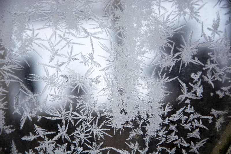 Frosty Pattern on Glass. Snowy Frosty Texture on a Glass Surface. Frost ...