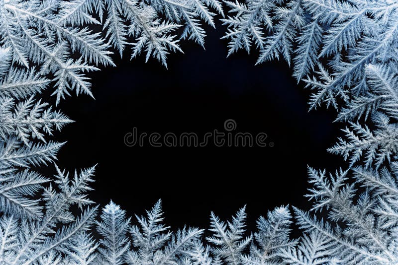 Frosty Pattern Frame on Black Background Stock Illustration ...