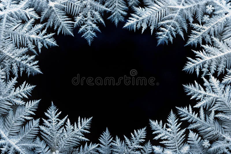 Frosty Pattern Frame on Black Background Stock Illustration ...