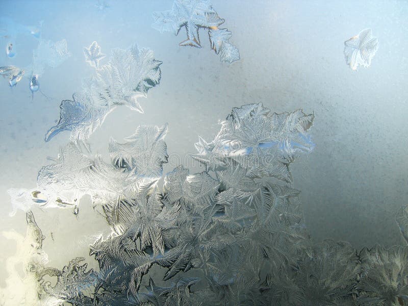 Frosty Pattern at a Winter Window Glass Stock Image - Image of glass ...