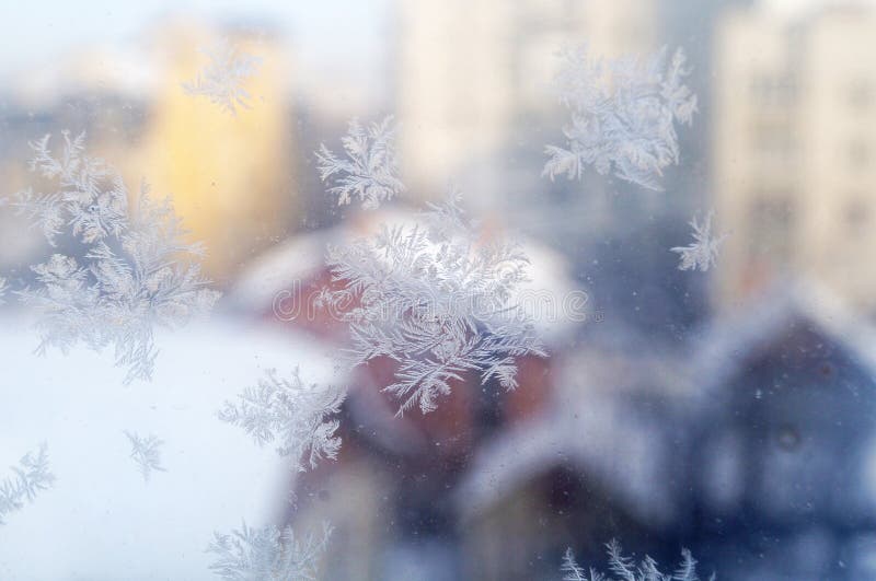 Frosty Patterns of Frost on the Window Stock Photo - Image of nature ...