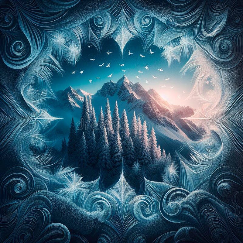 Frosty Patterns on the Window, Digital Art Stock Illustration ...
