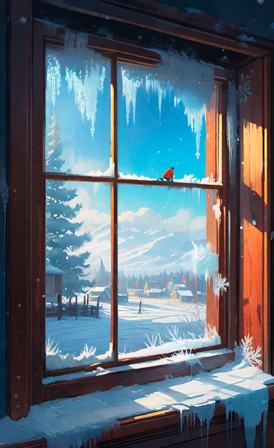 Frosty Patterns on the Window, Digital Art Stock Illustration ...