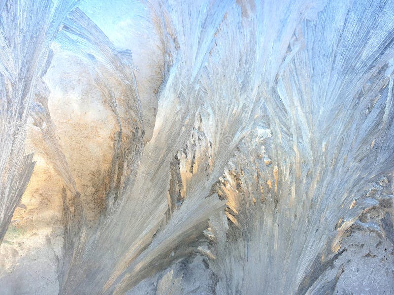 Frosty Patterns on the Window Glass Closeup. Natural Textures and ...