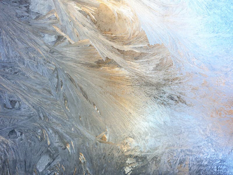 Frosty Patterns on the Window Glass Closeup. Natural Textures and ...
