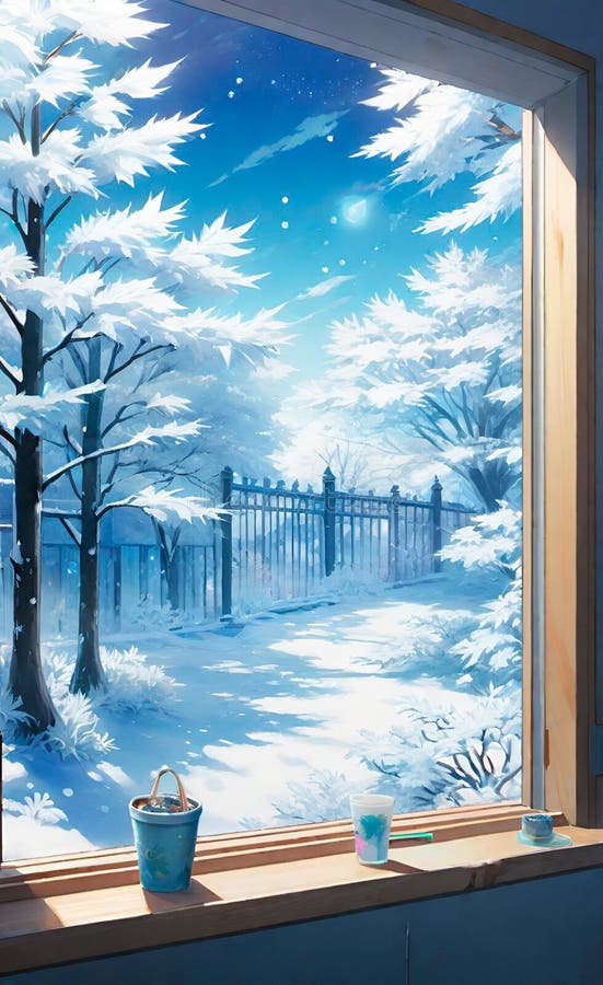 Frosty Patterns on the Window, Digital Art Stock Illustration ...