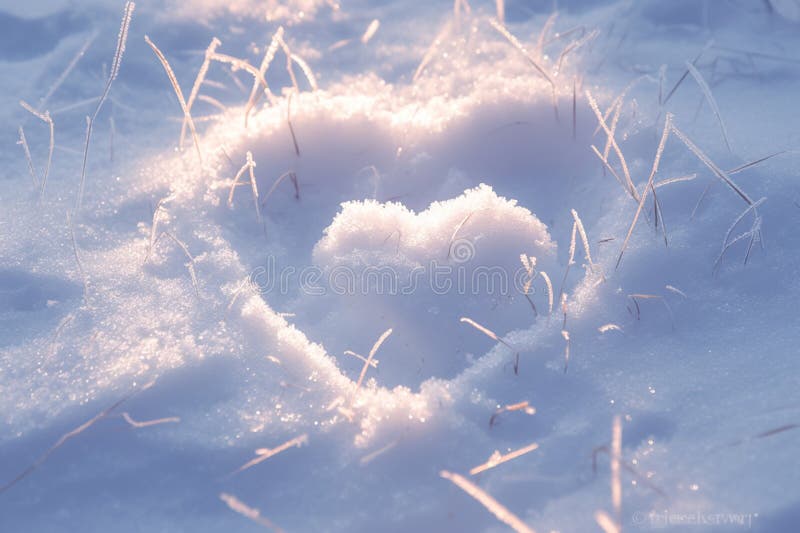 Frosty Romance Heart in the Snow Adds a Touch of Love Stock ...