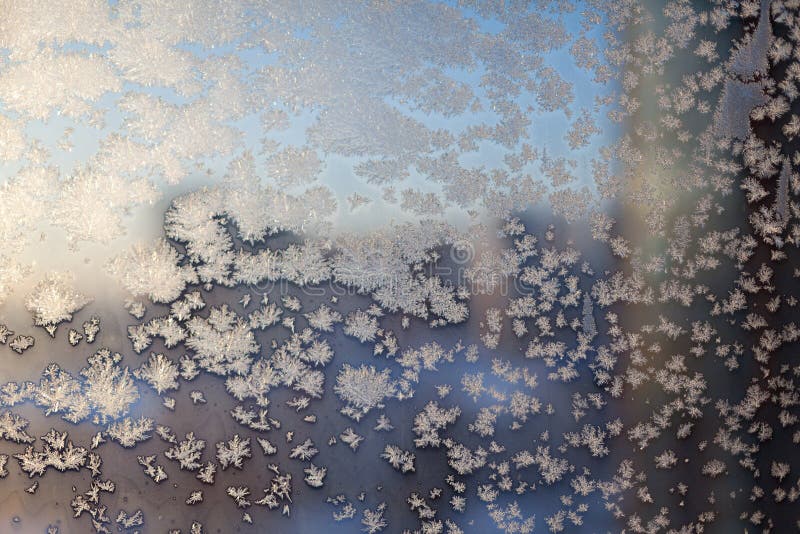 Frosty Snowflake Pattern on the Window Glass Stock Photo - Image of ...