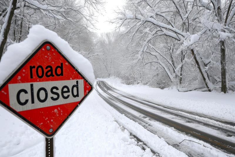 Frosty Street Blocked Off. Generative Ai. Stock Illustration ...