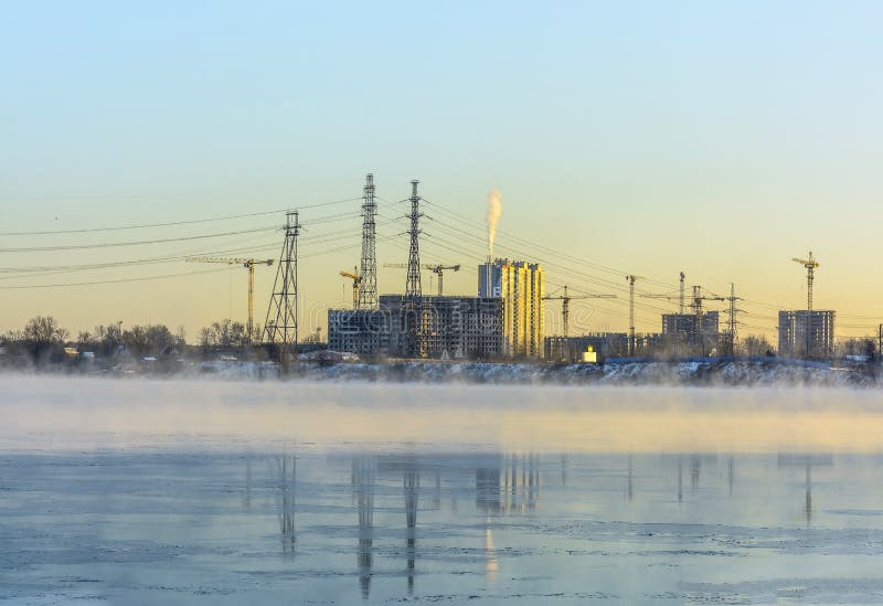 Frosty Sunny January Day on the Banks of the Neva River Stock Image ...