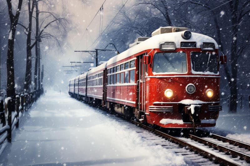 Frosty Train Winter Snow. Generate Ai Stock Image - Image of snow ...