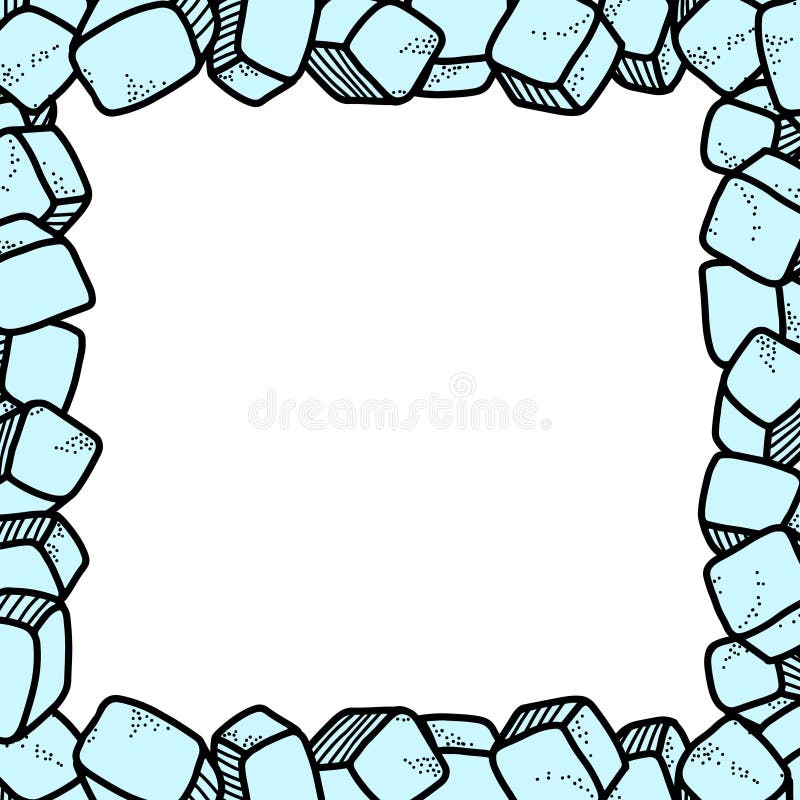 Frosty Vector Square Frame. Ice Cubes are Placed Around the Perimeter ...