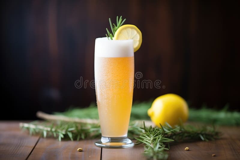 Frosty Wheat Beer in a Tall Glass with Lemon Slice Stock Image - Image ...