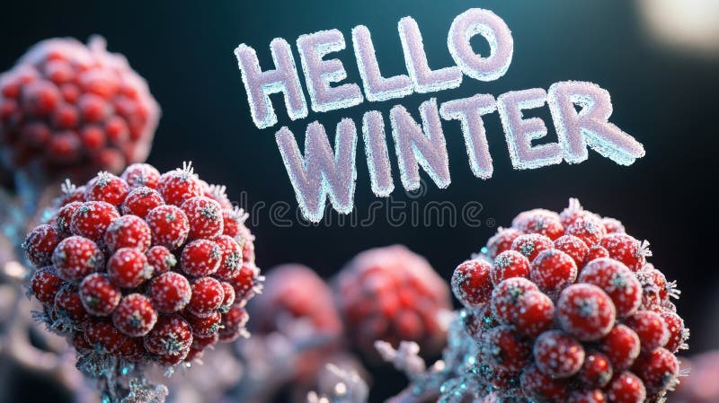 Frosty Winter Greetings with Frozen Berries Stock Photo - Image of ...