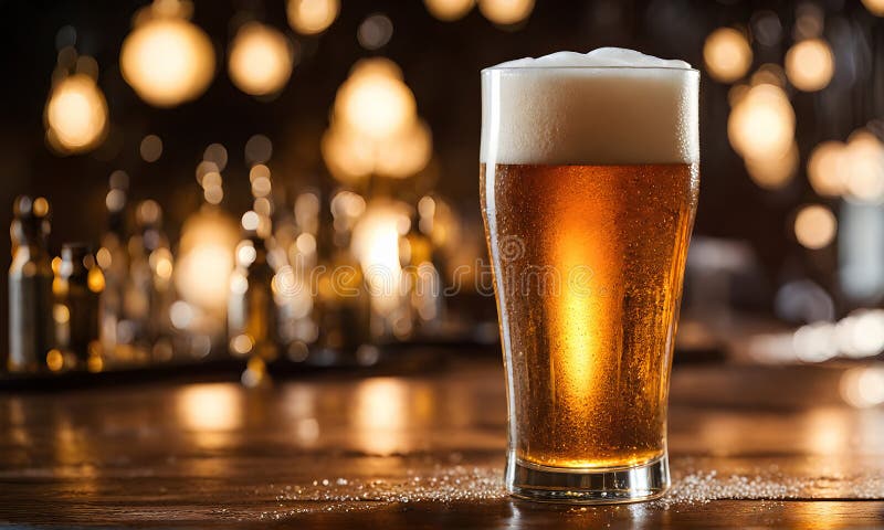 Frothy Beer Being Poured into a Chilled Glass Stock Illustration ...