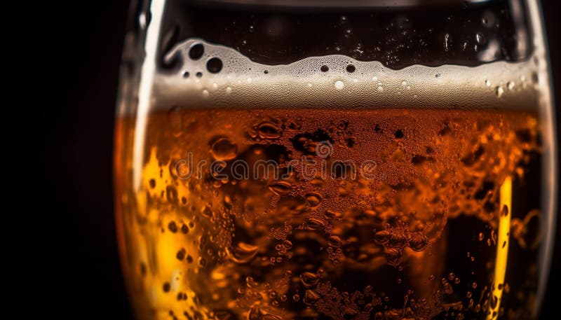 Frothy Beer Drop on Shiny Glass Surface Generated by AI Stock Photo ...
