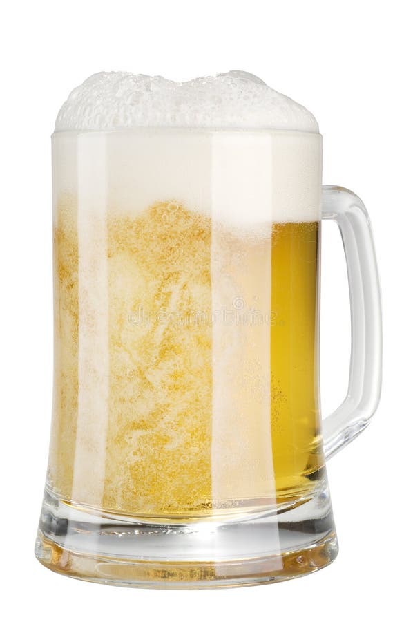 Frothy beer in glass mug stock image. Image of colored - 6181915