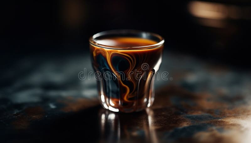 Frothy Beer Glass on Wooden Bar Counter Generated by AI Stock ...