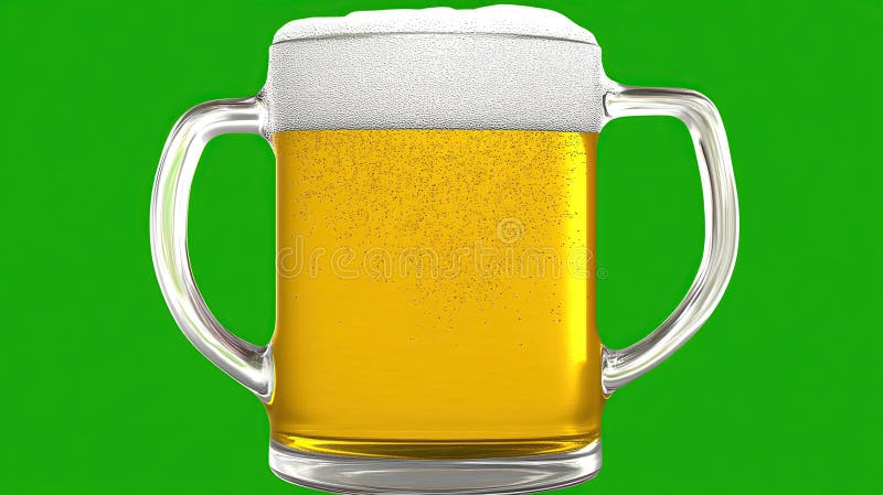 Frothy Beer in a Mug, Green Screen, Pub Ad Stock Illustration ...