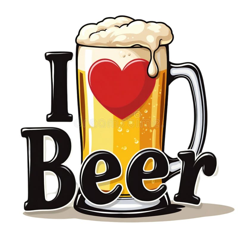 A Frothy Beer Mug with a Heart Symbol and the Text "I Love Beer Stock ...