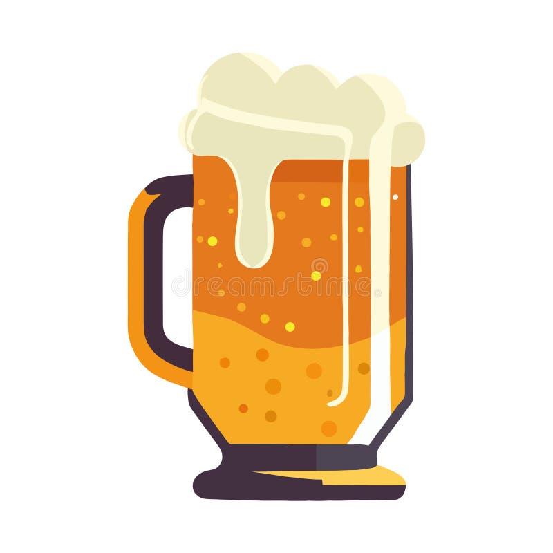 Frothy Beer Mug Symbolizes Celebration and Refreshment Stock Vector ...