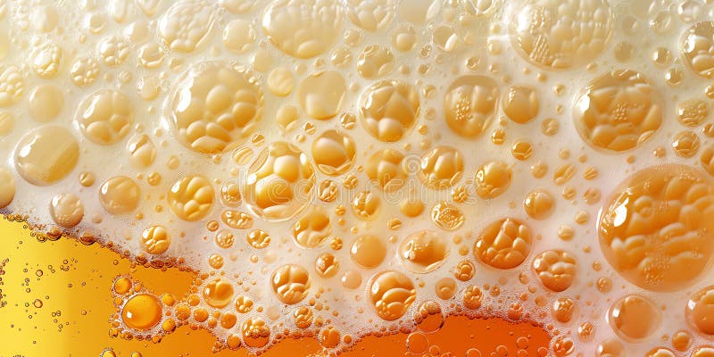 Frothy Delight: Beer with Foam Bubbles Texture Background, Golden Brew ...