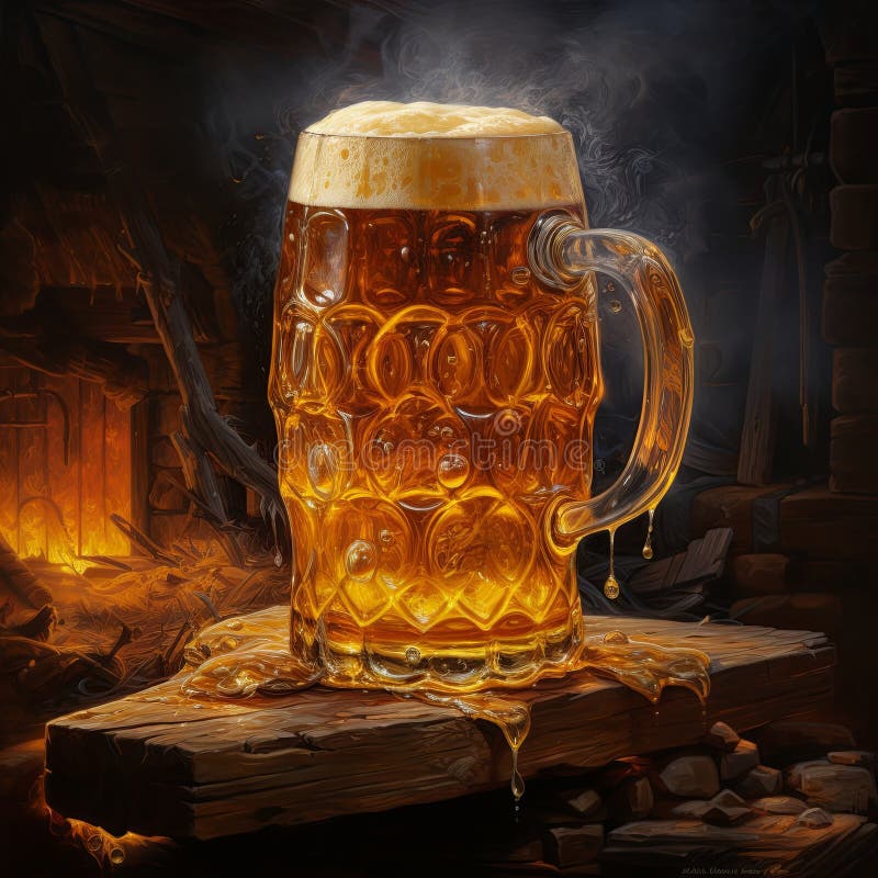A Frothy Draft Beer in a Clear Glass, Emphasizing Its Golden Color and ...