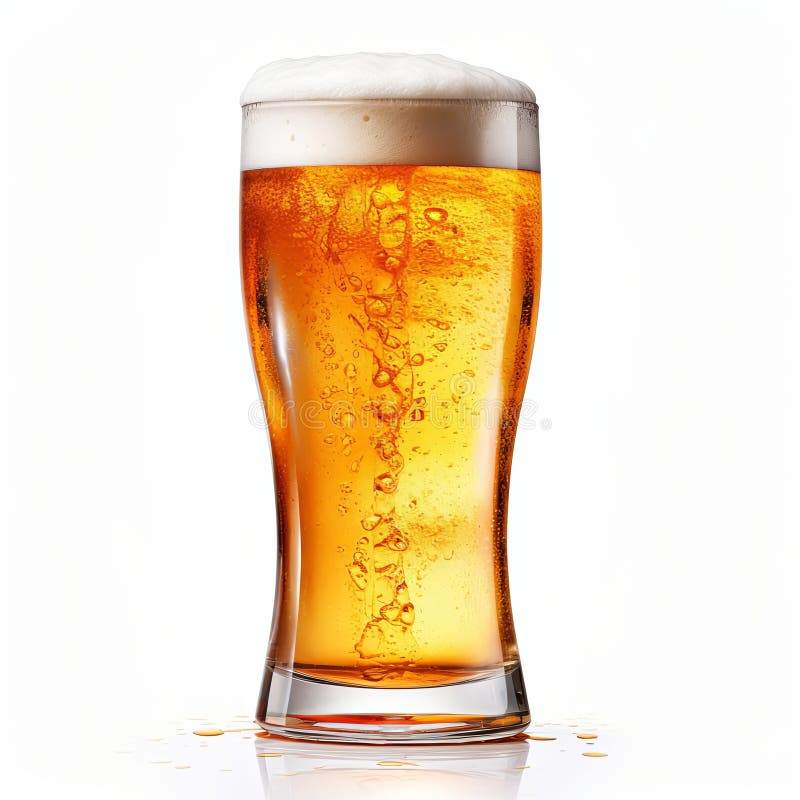 A Frothy Draft Beer in a Clear Glass, Emphasizing Its Golden Color and ...