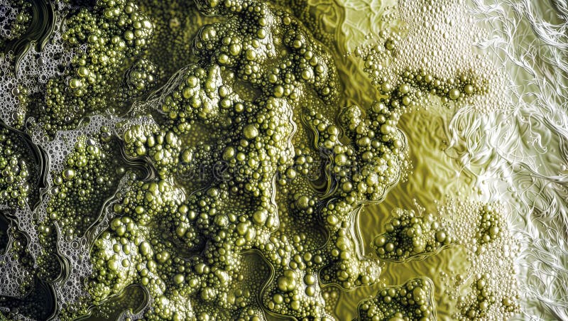 Frothy Green Brew: Bubbling Liquid with Dynamic Texture Close-Up ...