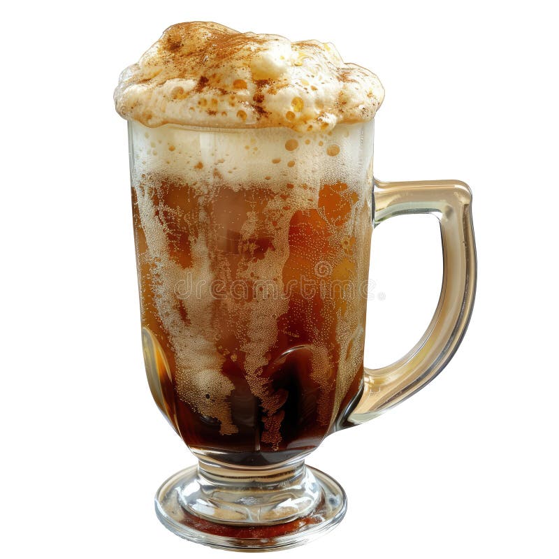 Frothy Root Beer Float in a Glass Mug, Isolated on White. Nostalgic and ...